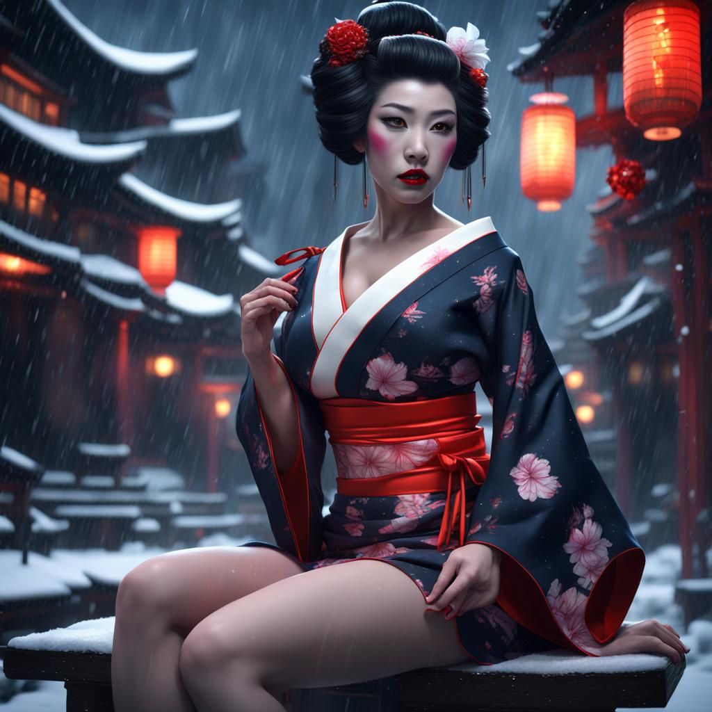 Geisha Pinup - AI Generated Artwork - NightCafe Creator