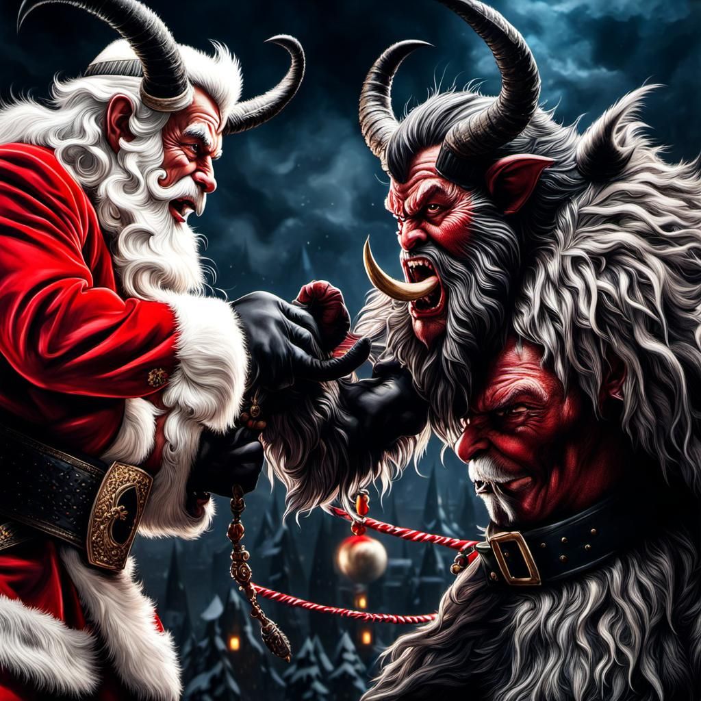 Battle between Santa Claus and Krampus - AI Generated Artwork ...