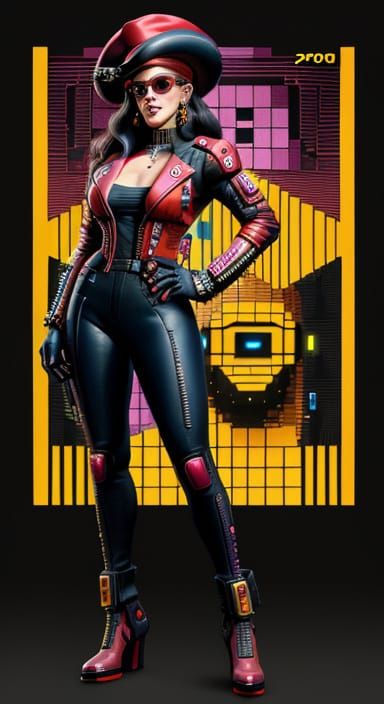 Ethereal Lady in Cyberpunk Xylograph Masterpiece - AI Art