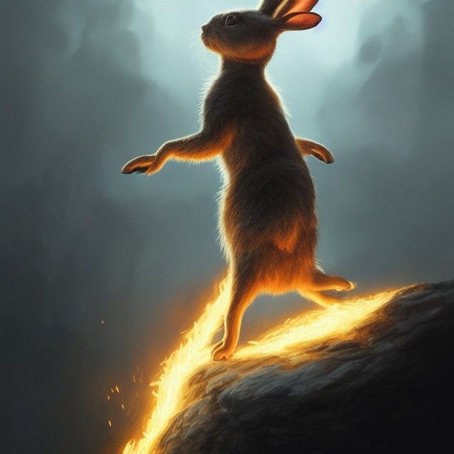 a fire-spitting rabbit, diffuse lighting, fantasy, intricate, elegant ...