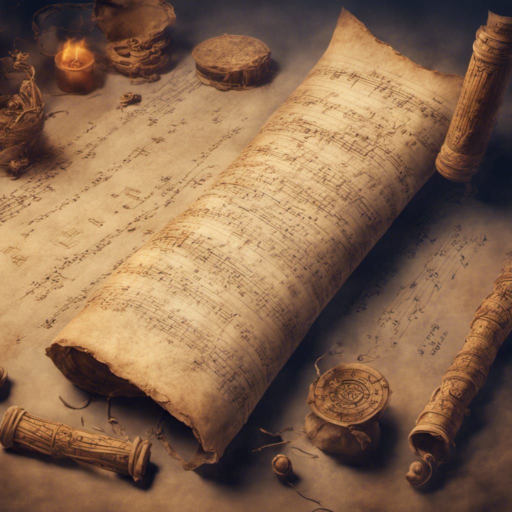 Old scroll of Papyrus with notes and stuff - AI Generated Artwork ...