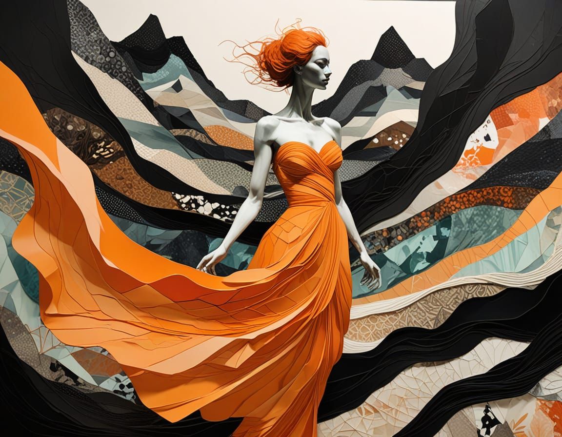 Ethereal Muse in Swirling Vortex of Colorful Threa... - AI Art