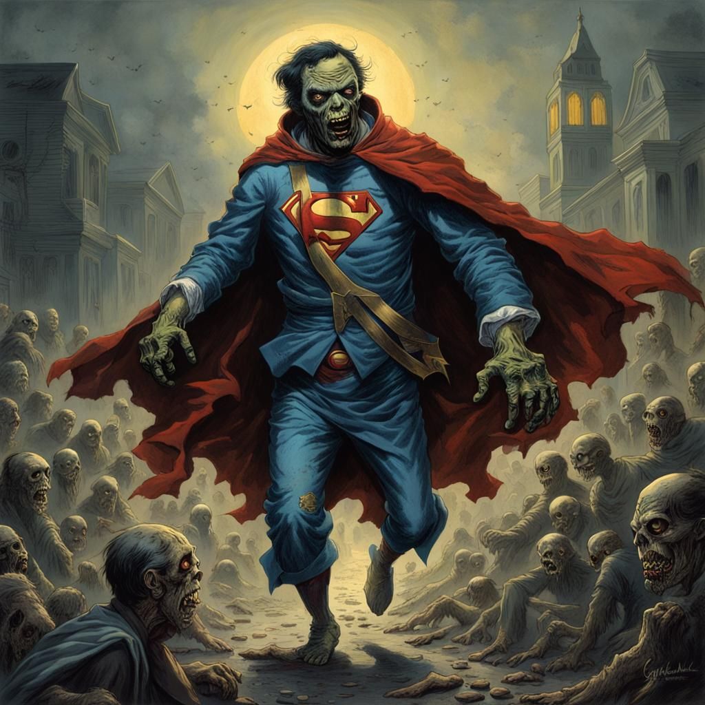 Zombie dressed like super hero - AI Generated Artwork - NightCafe Creator