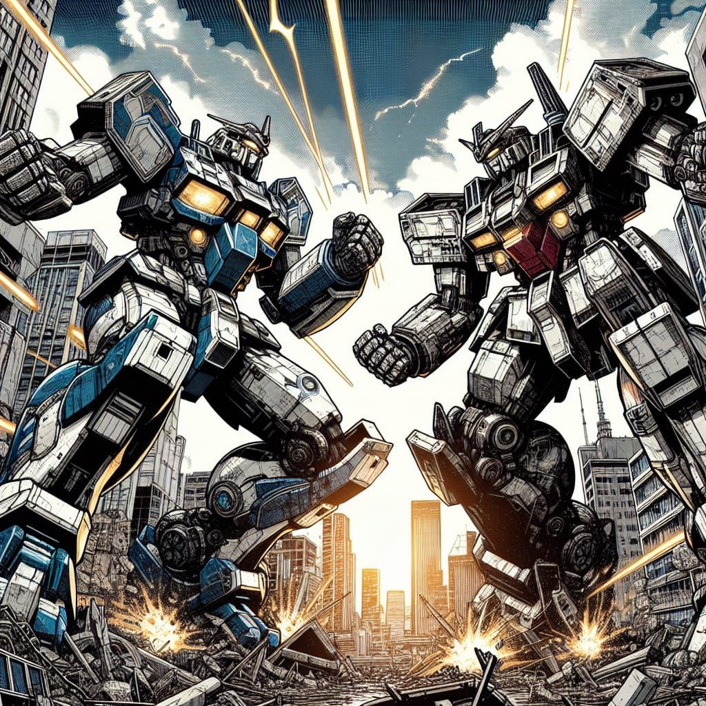 Mecha Fight - AI Generated Artwork - NightCafe Creator
