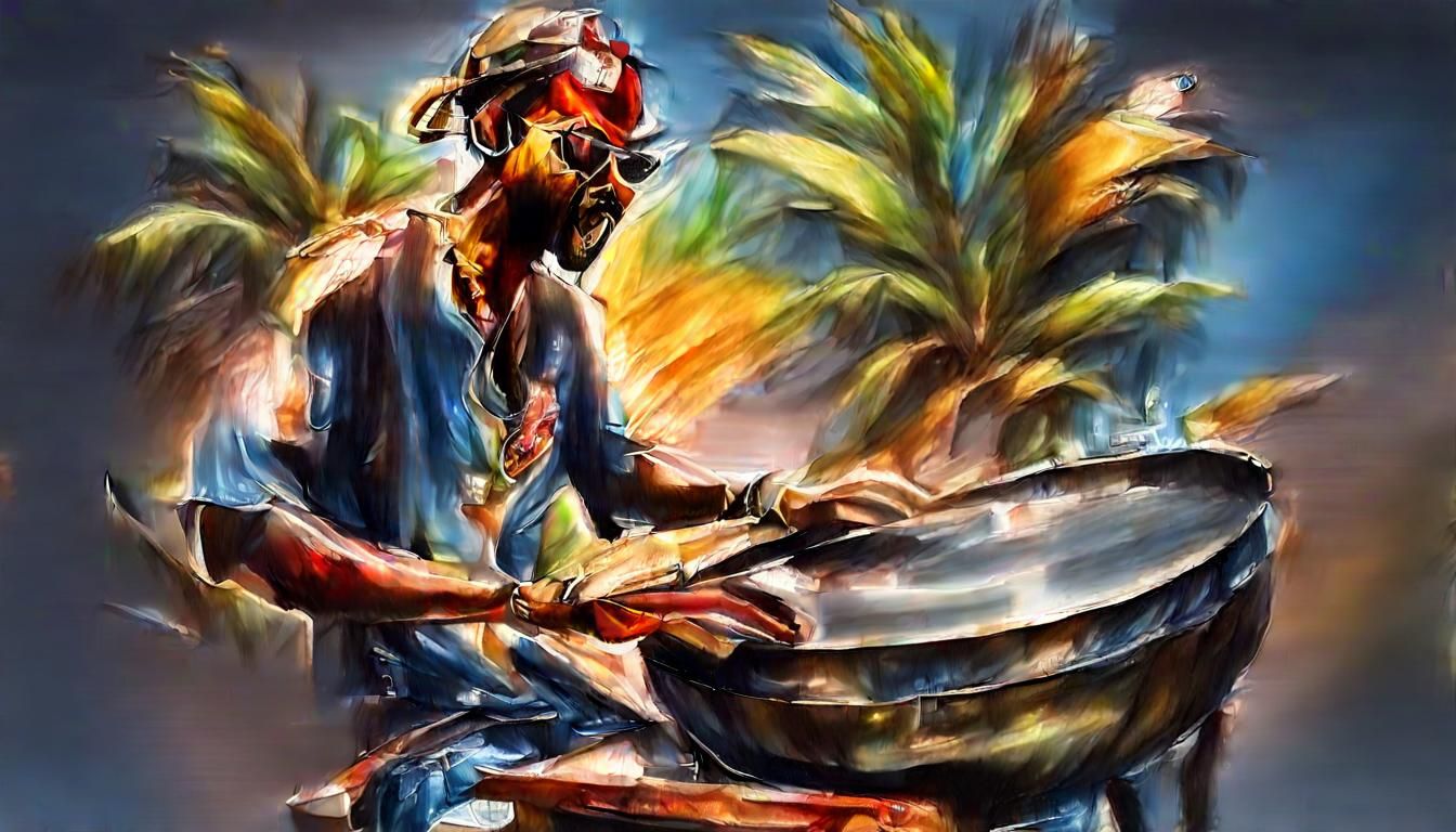 Steel pan player, steel drum, musician playing steel drum - AI ...