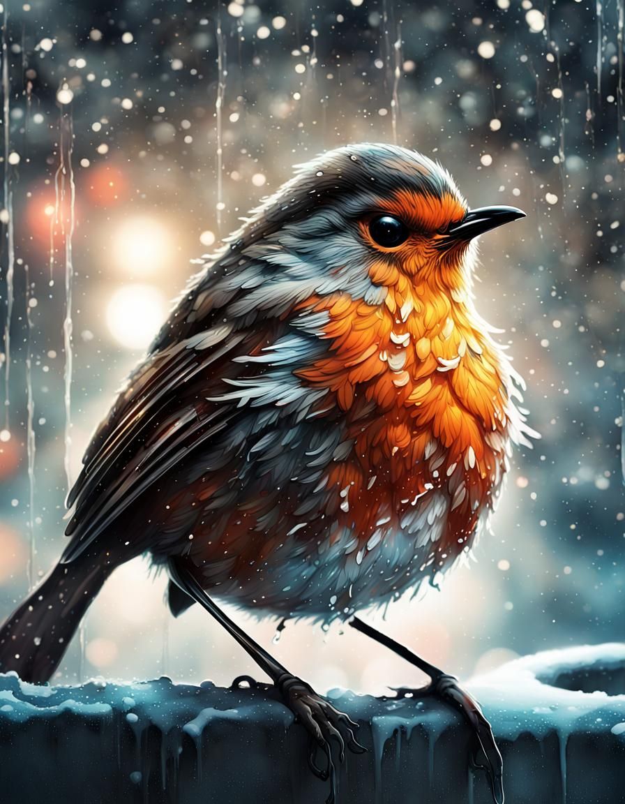Robin In The Snow - AI Generated Artwork - NightCafe Creator