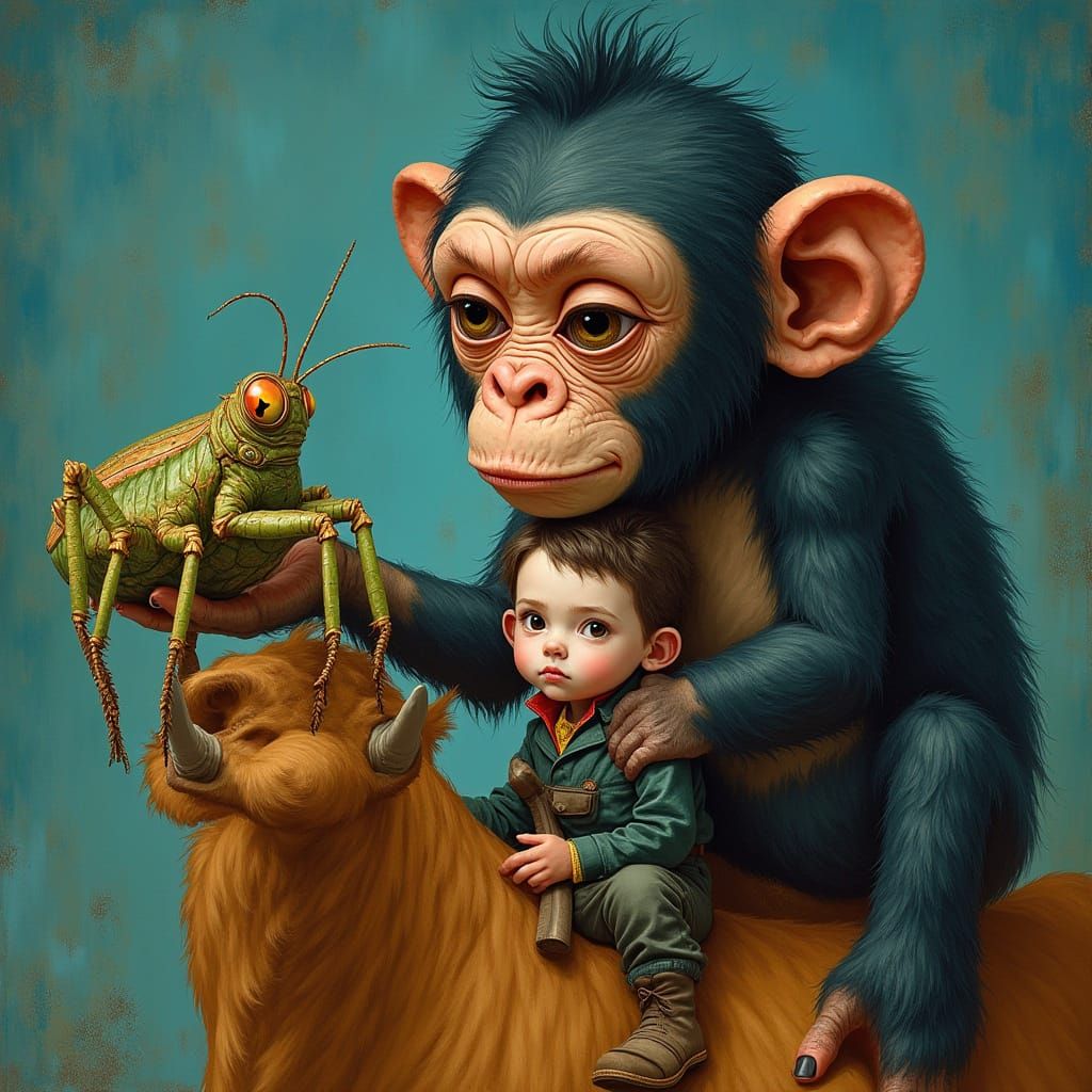 Elegant Surrealist Scene with Chibi Eyes and Deep ... - AI Art