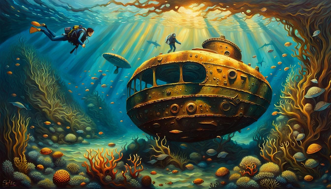 Alien Vessel at the Ocean Floor - AI Generated Artwork - NightCafe Creator