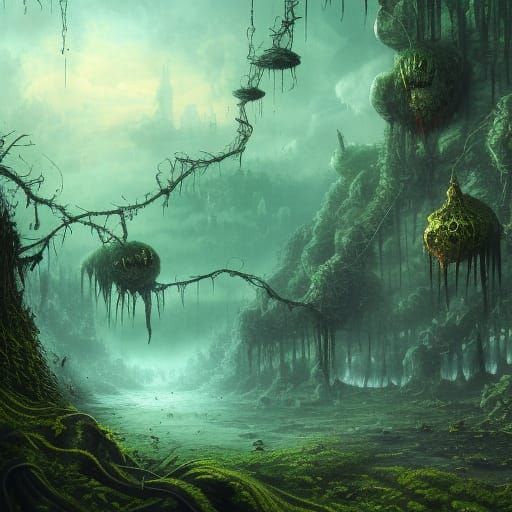 world in ugly vines horror Hyperrealistic, concept art, mid shot ...