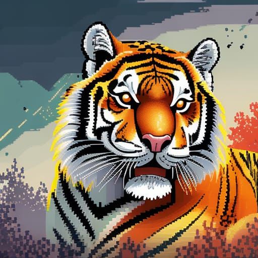 tiger in pixel art - AI Generated Artwork - NightCafe Creator