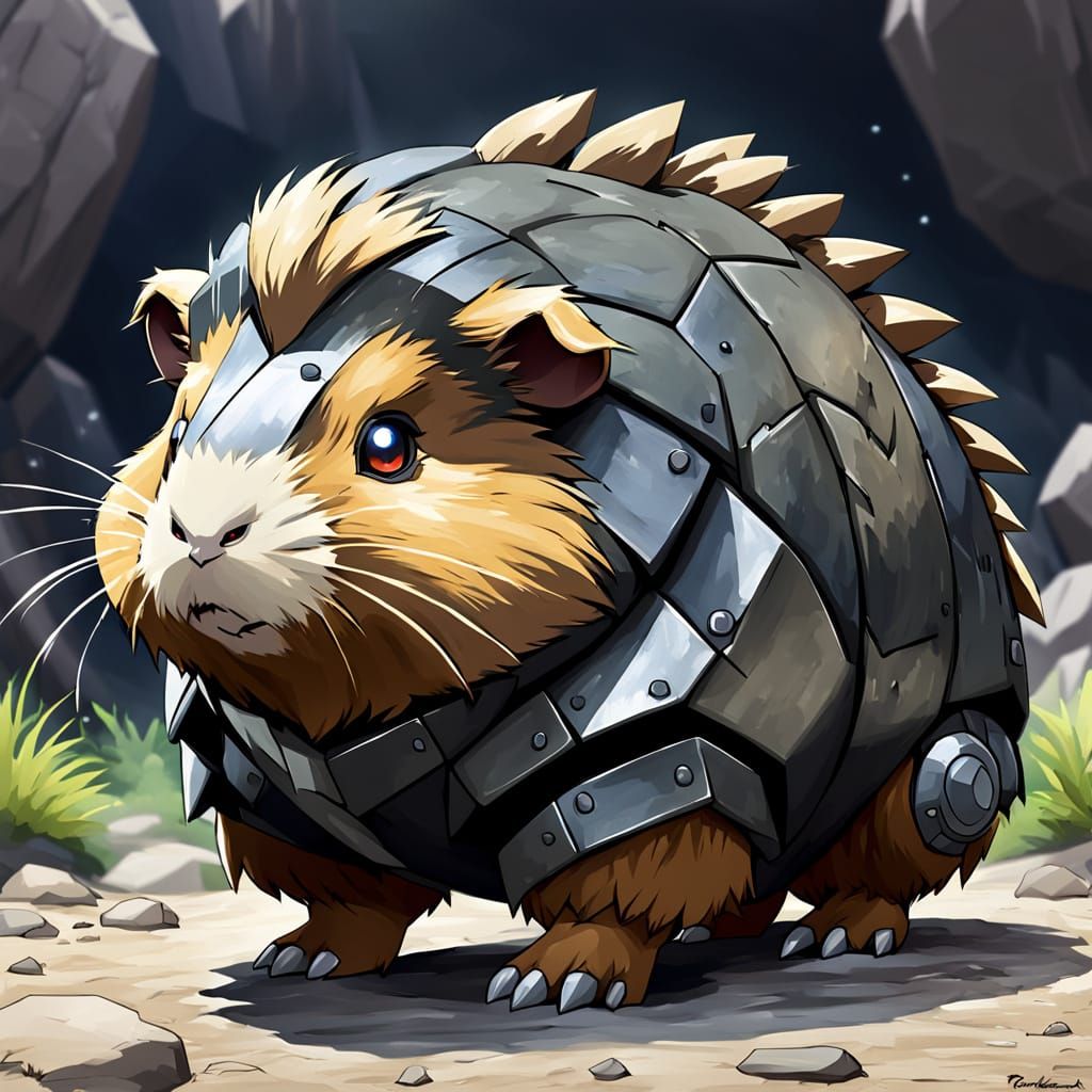 Majestic Boulder Beast Pokémon in Rock Steel Armor - AI Art