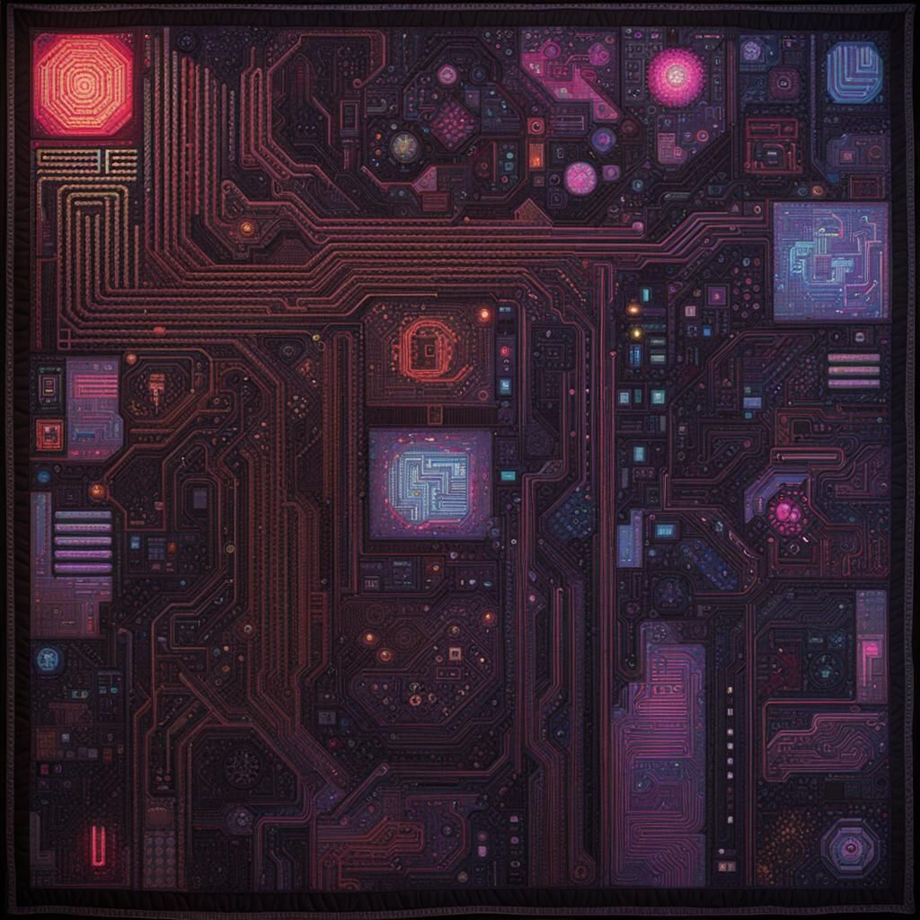An intricate cyberpunk quilt made of code - AI Generated Artwork ...