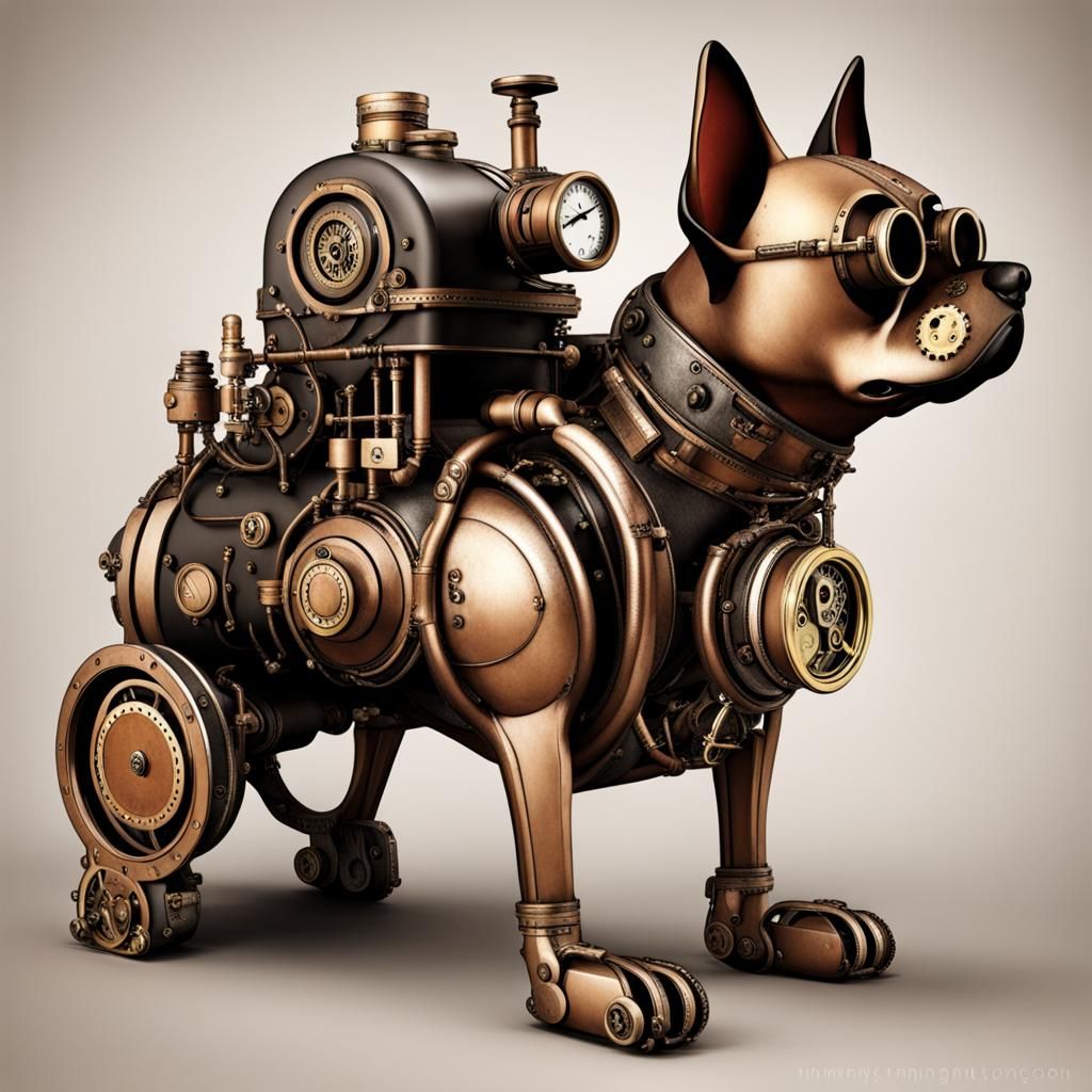 Steampunk dog - AI Generated Artwork - NightCafe Creator
