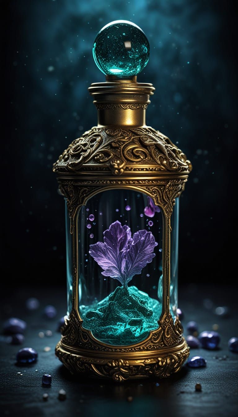 Potion - Ethereal Potion in Delicate Vial, Suspended in Myst...