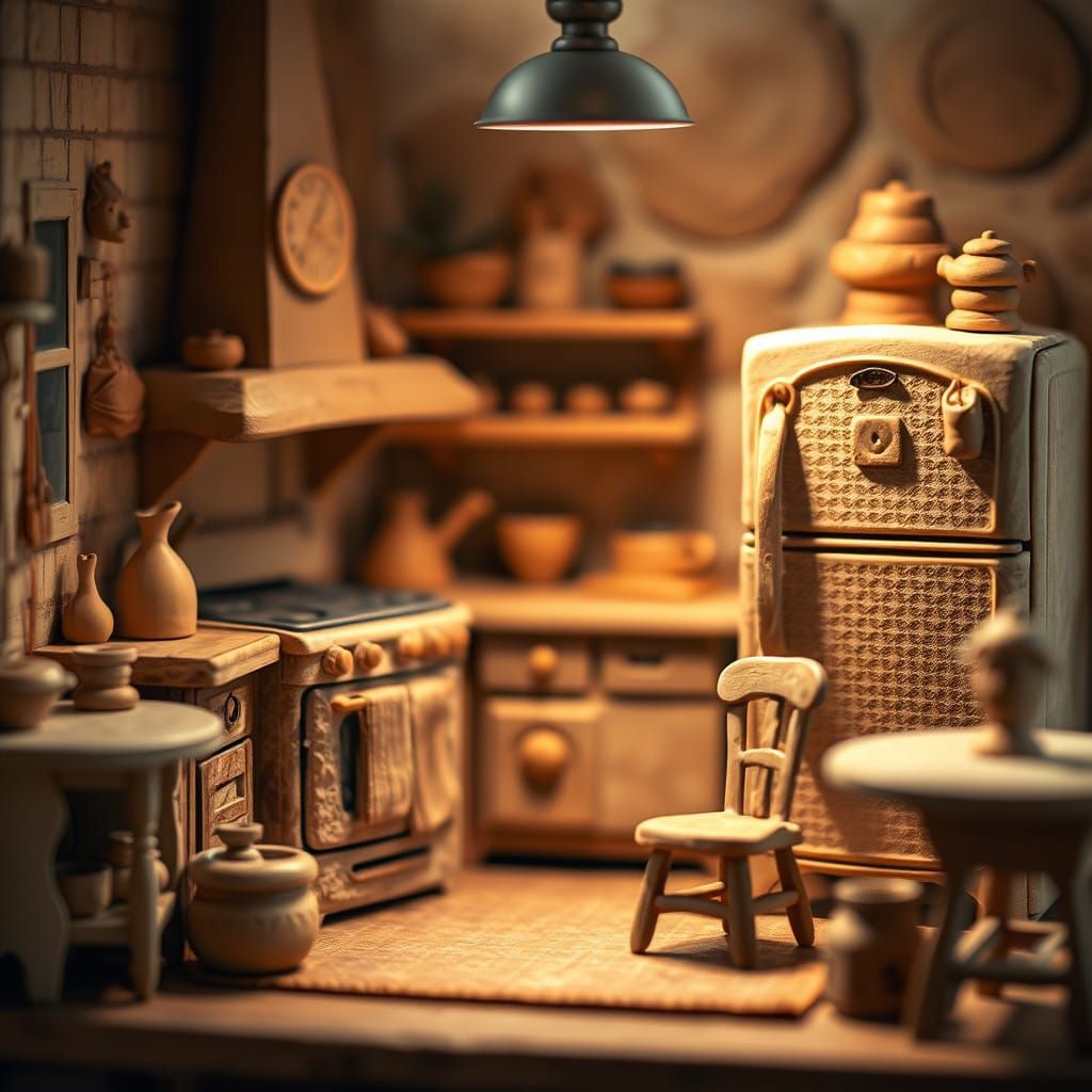 Miniature clay kitchen - Miniature clay kitchen