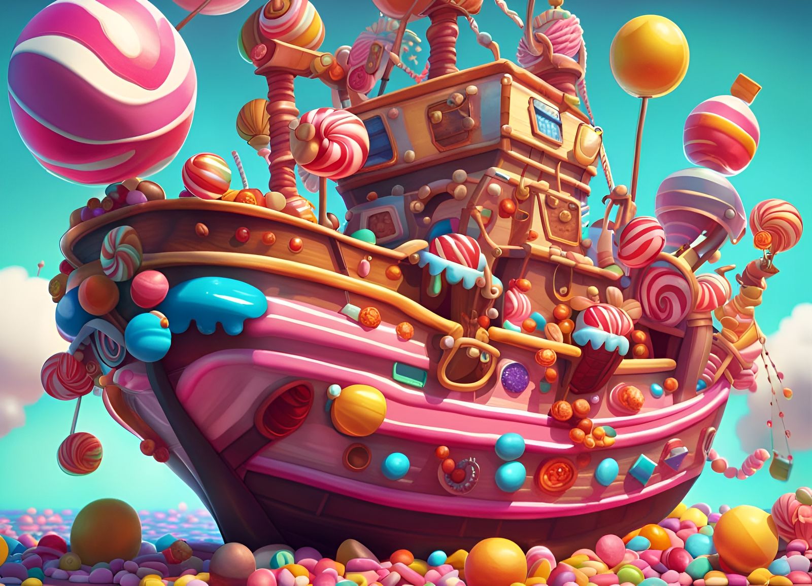 Candy Pirate Ship - AI Generated Artwork - NightCafe Creator