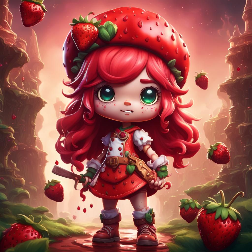 A blood thirsty chibi strawberry shortcake - AI Generated Artwork ...