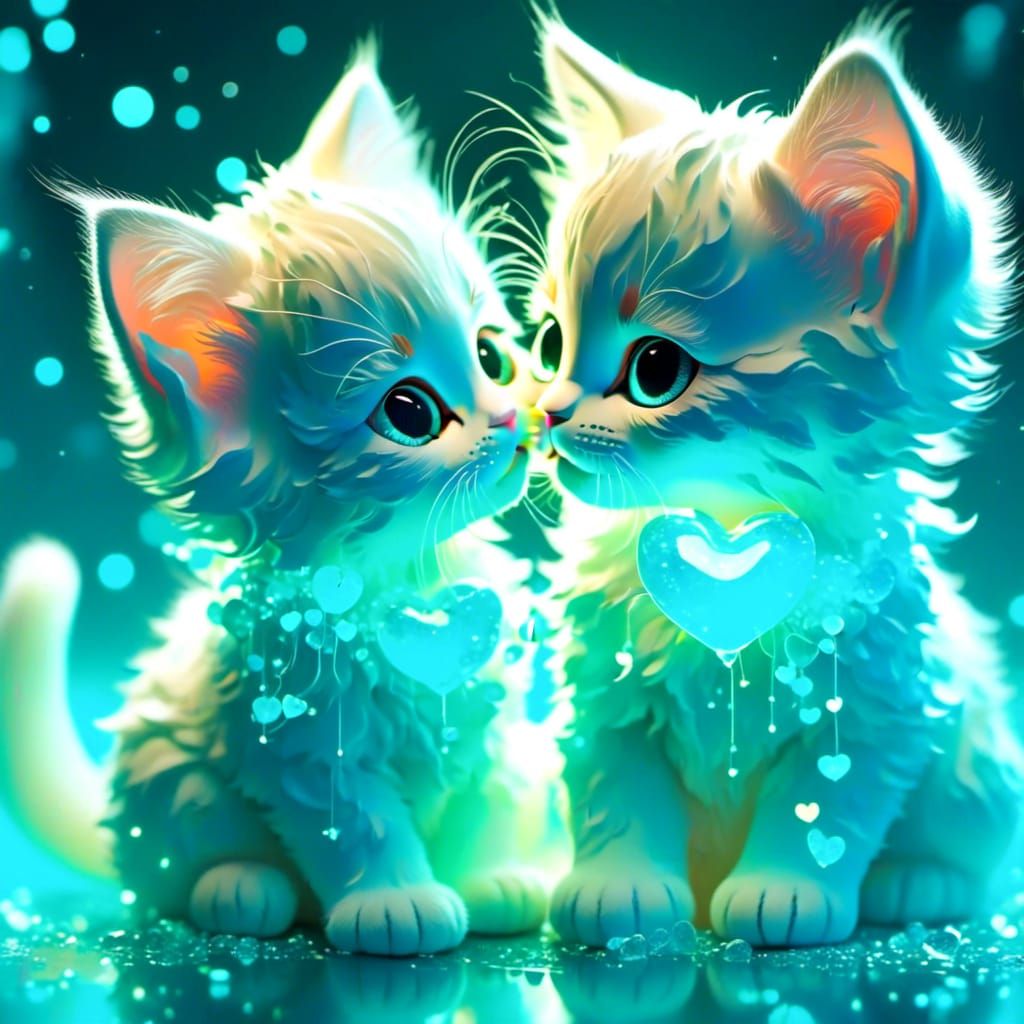 two_cute adorable cute fluffy kittens made as constellation kissing ...