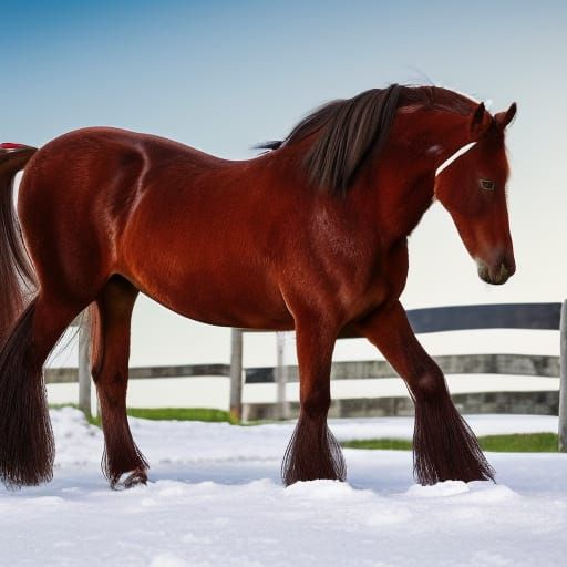 Vivid Red Stallion Gypsy Vanner breed. - AI Generated Artwork ...