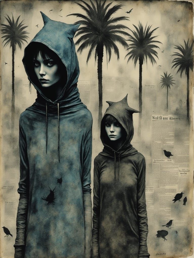 Surreal Angel in Tropical Paradise, Filmed in Noir... - AI Art