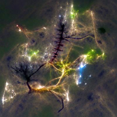 Complex branching landscape of glowing neuron in space - AI Generated ...