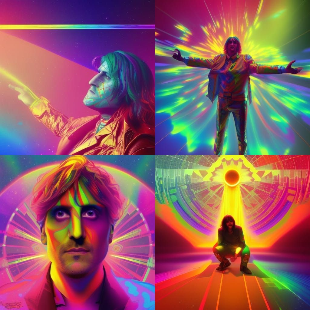 Technicolor acid trip cosmic grid raimbow Noel fielding - AI Generated ...