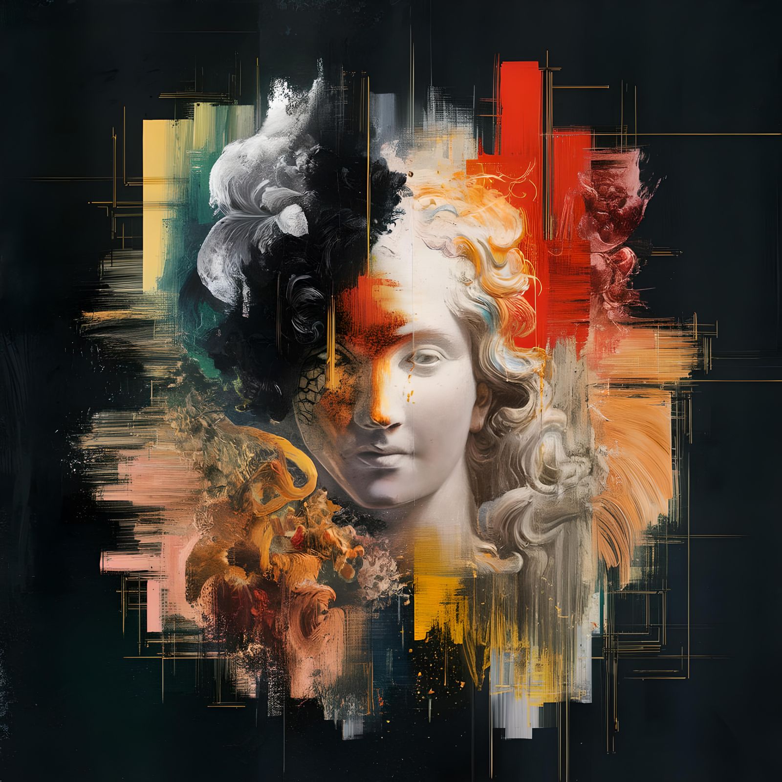 Abstract experimental neoclassical contrasting colors art deco movie ...