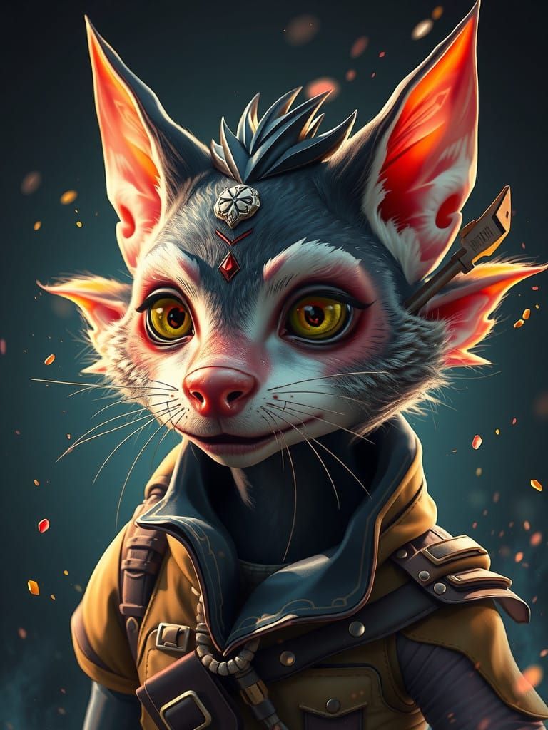 Surreal Kobold Portrait in Hyperdetailed Triadic C... - AI Art