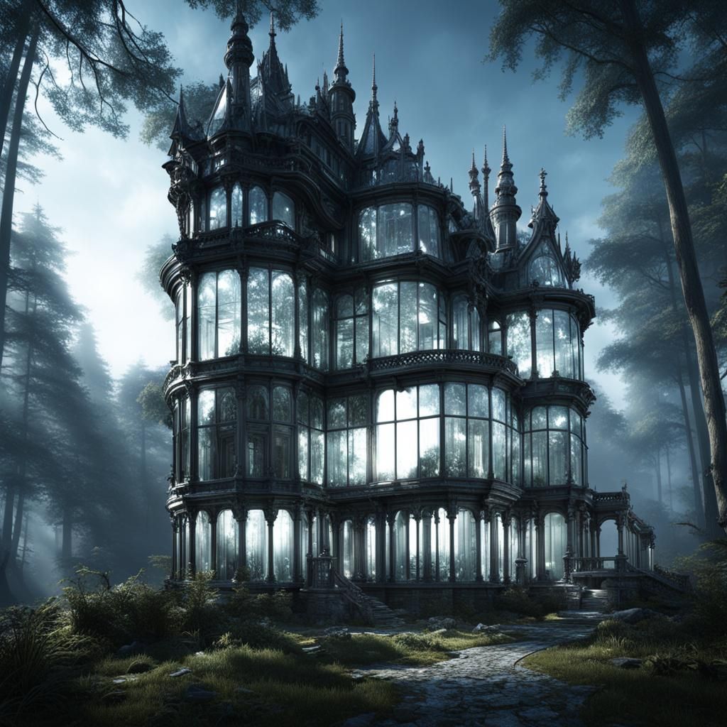 Gothic Daedric mansion in a dark forest - AI Generated Artwork ...