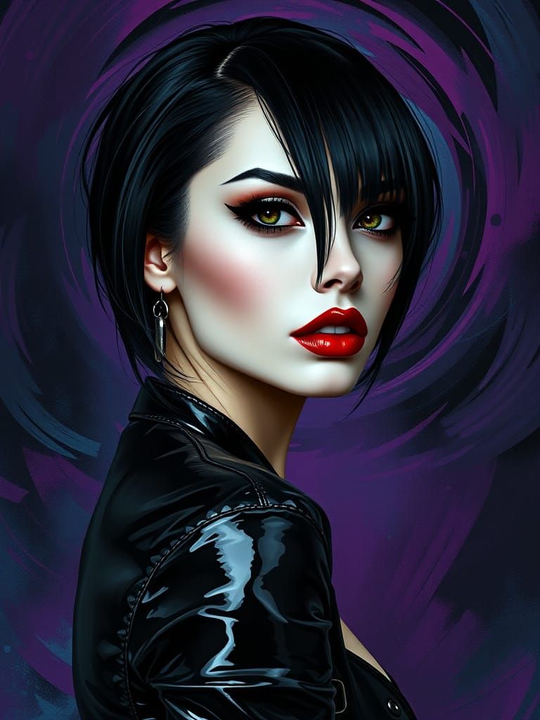 Elegant Gothic Siren in Dark, Romantic Style - AI Art