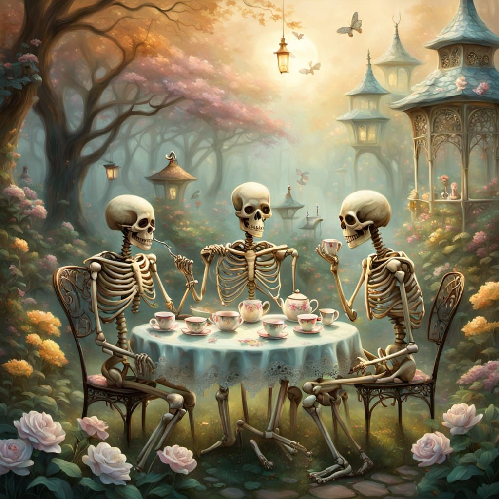 skeleton tea party - skeleton tea party