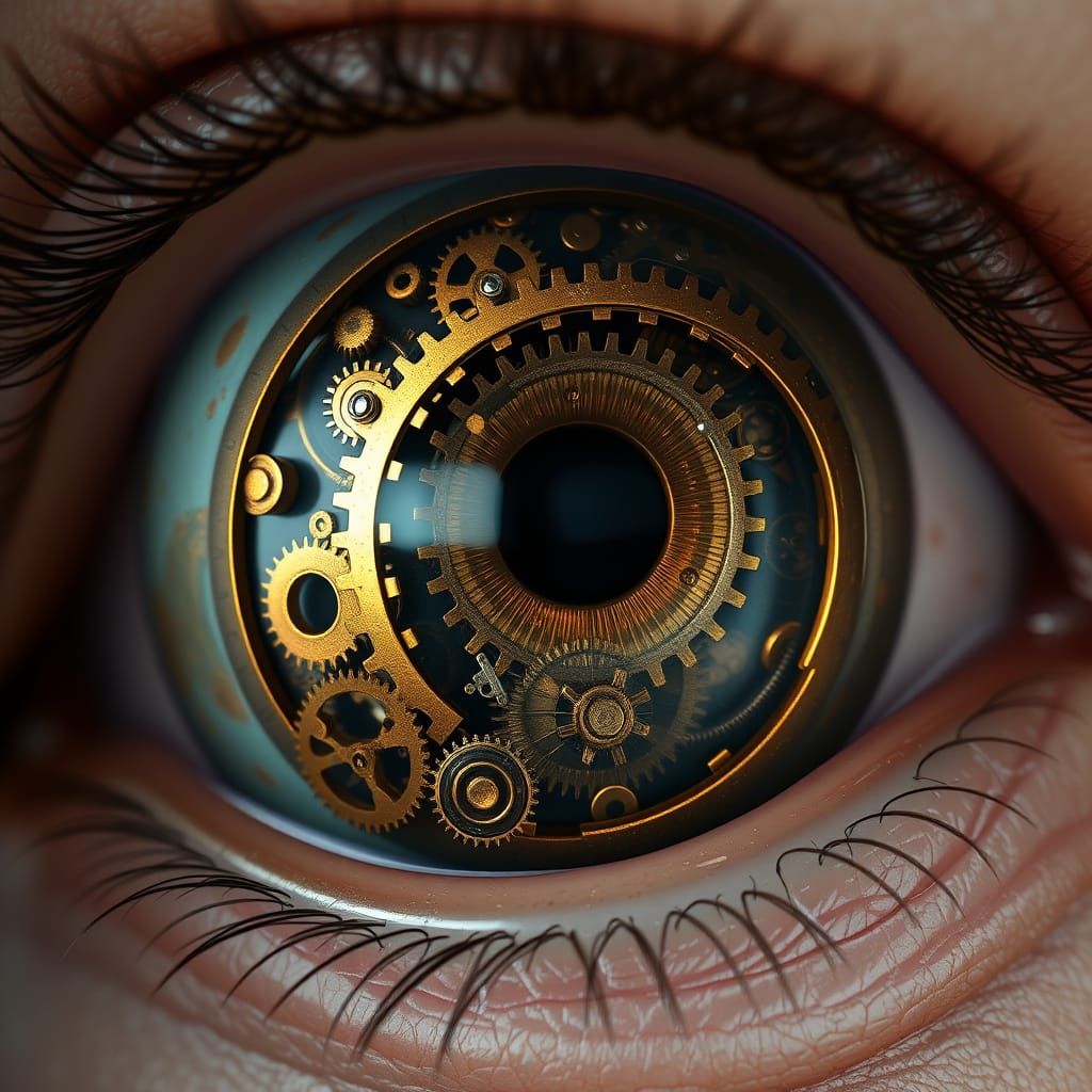 Surreal Clockwork Eye in Steampunk Fantasy - AI Art