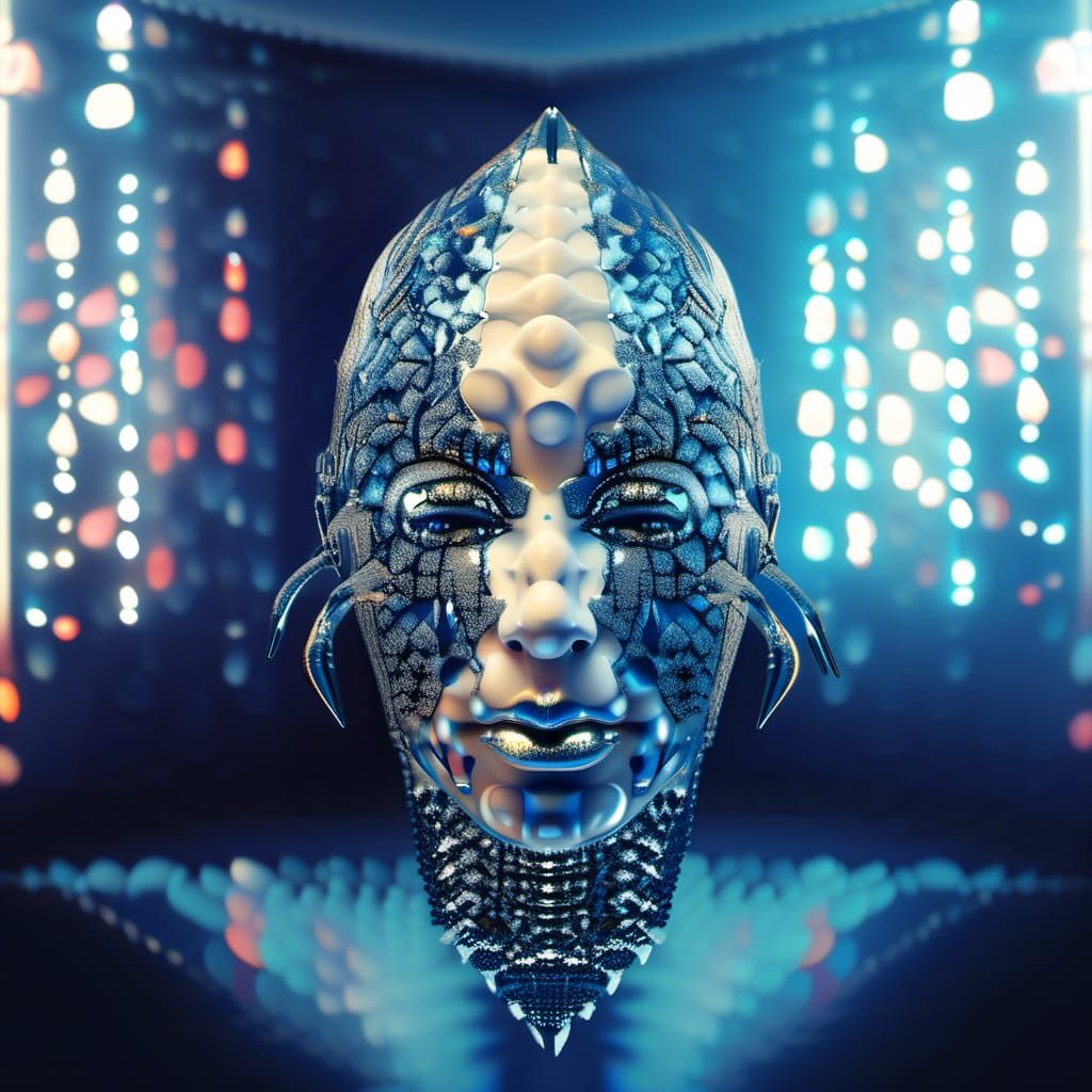 Abstract Cyber Head blue - AI Generated Artwork - NightCafe Creator