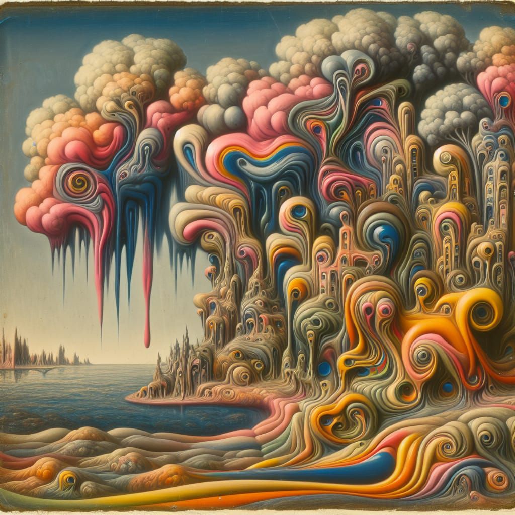 Surrealist Oil Painting Merging Reality and Dreams... - AI Art