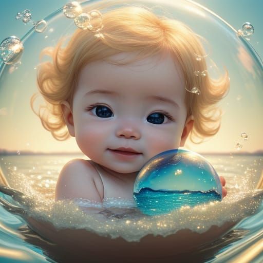 glossy soap - Ethereal Baby in Shimmering Soap Bubble