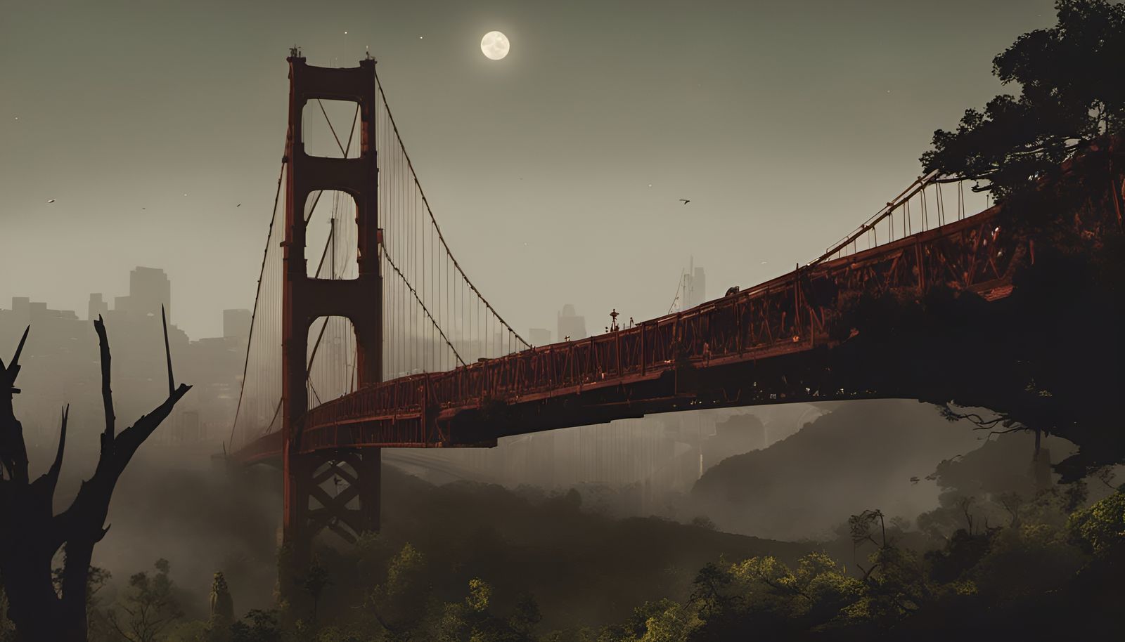 Apocalyptic Golden Gate Bridge - AI Generated Artwork - NightCafe Creator