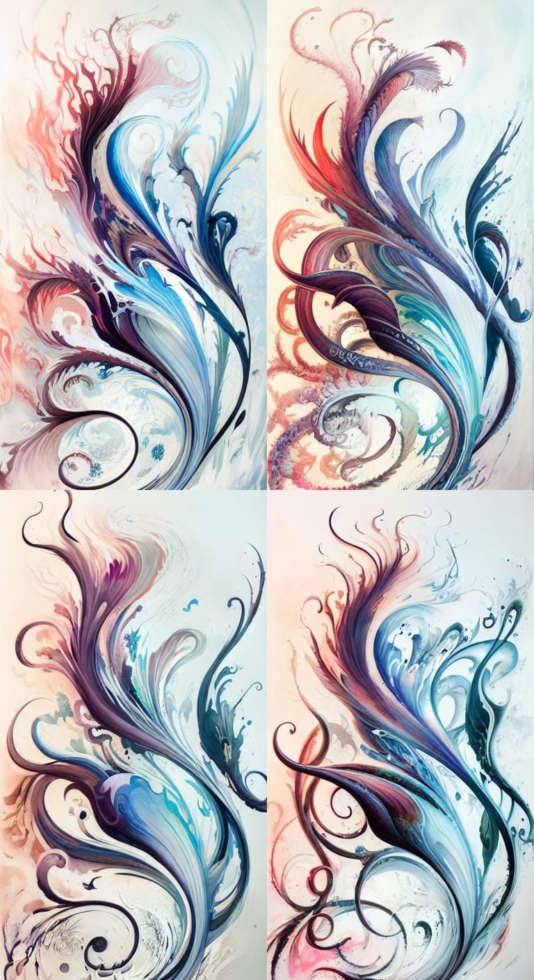 Magic flow light: Black ink flow: 8k resolution photorealistic ...