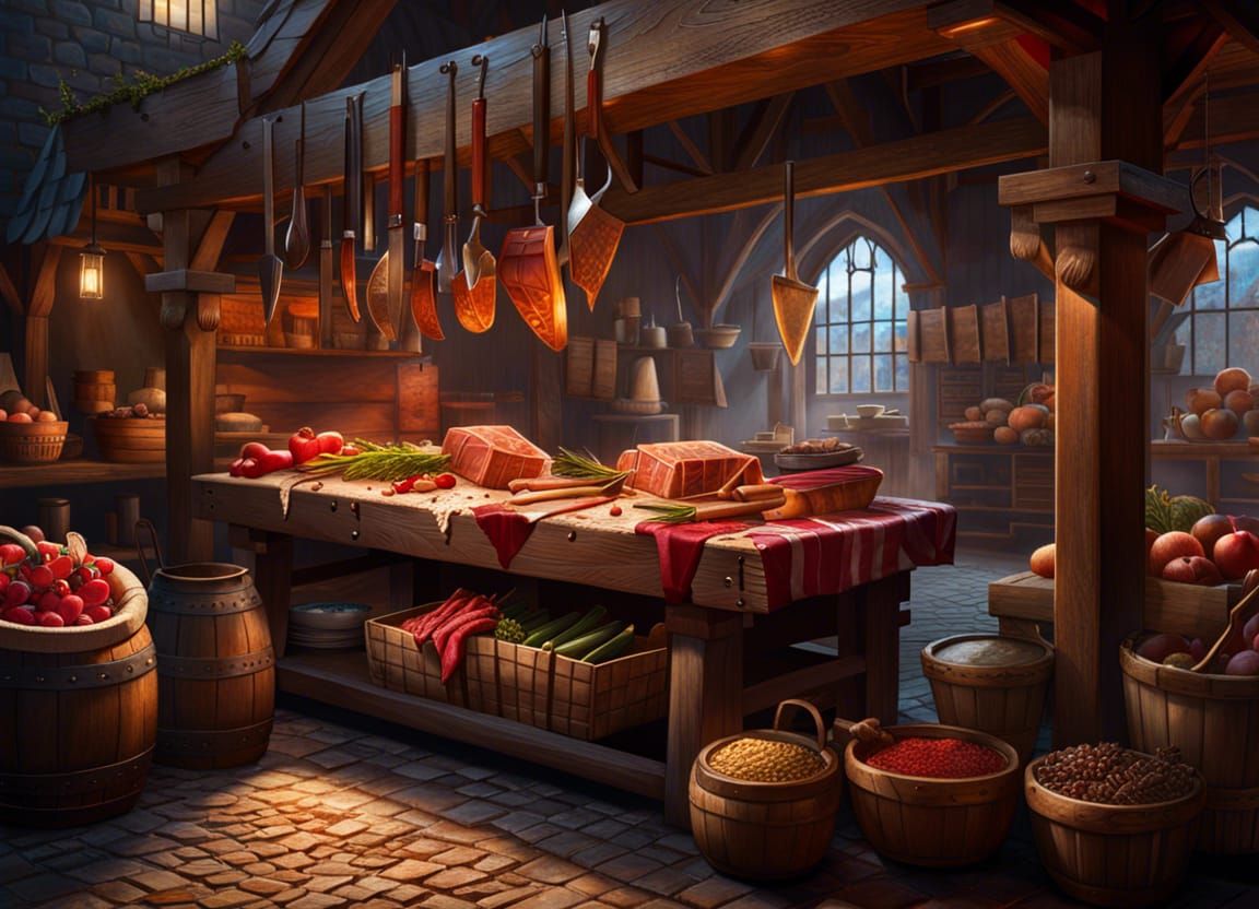 Medieval Market, The Butcher’s Shop - AI Generated Artwork - NightCafe ...