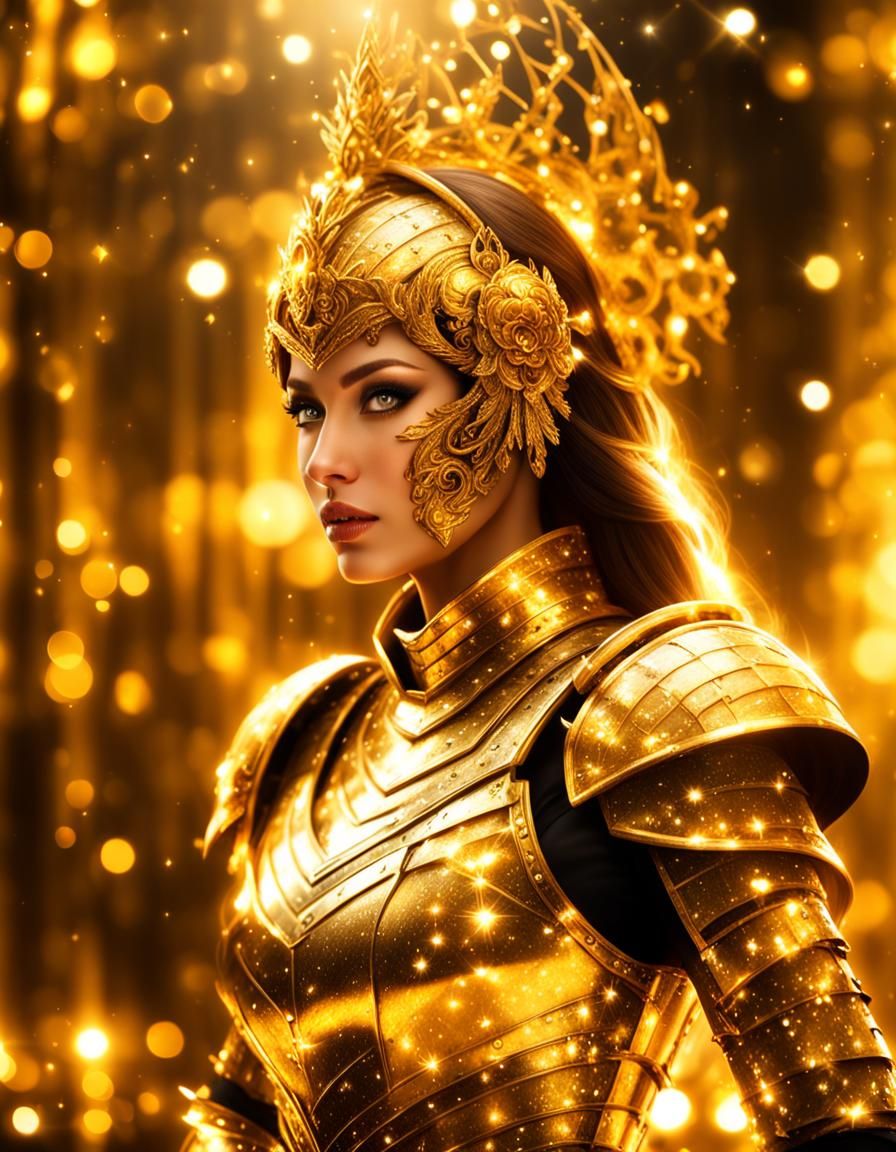 princess of gold, golden monochromatic, shiny, sparkly, portrait ...