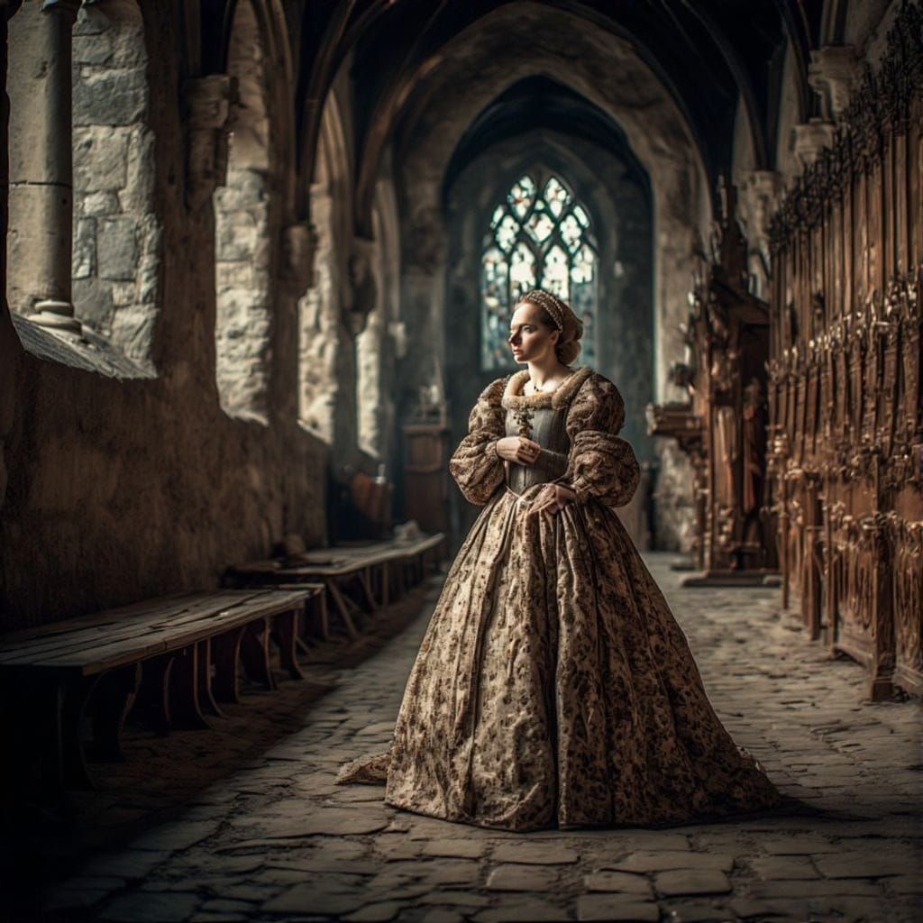 Lady in the tower - Vintage 1885 Automobile on Dusty Road, N...