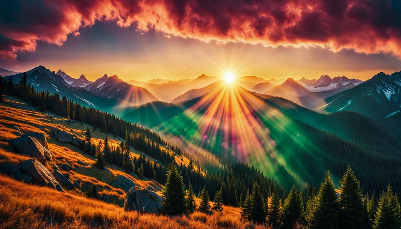Colorful Mountain Morning - AI Generated Artwork - NightCafe Creator