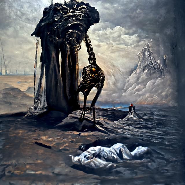 Distorted Scape in Oil Paint Style - AI Art