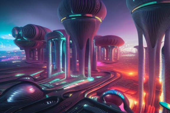 Colorful future city - AI Generated Artwork - NightCafe Creator