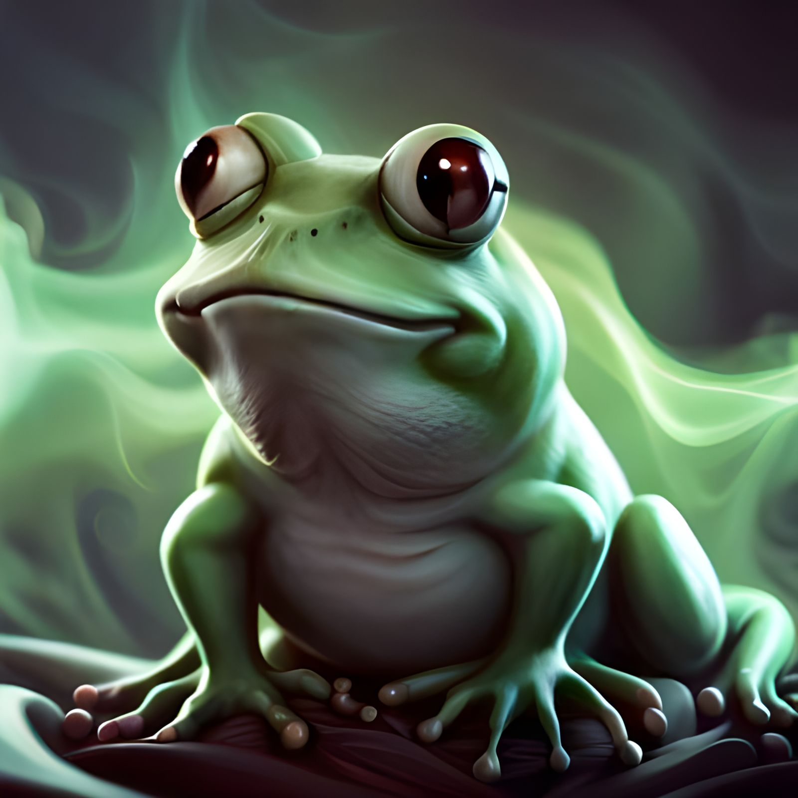 Frog on a Log in the Fog - AI Generated Artwork - NightCafe Creator