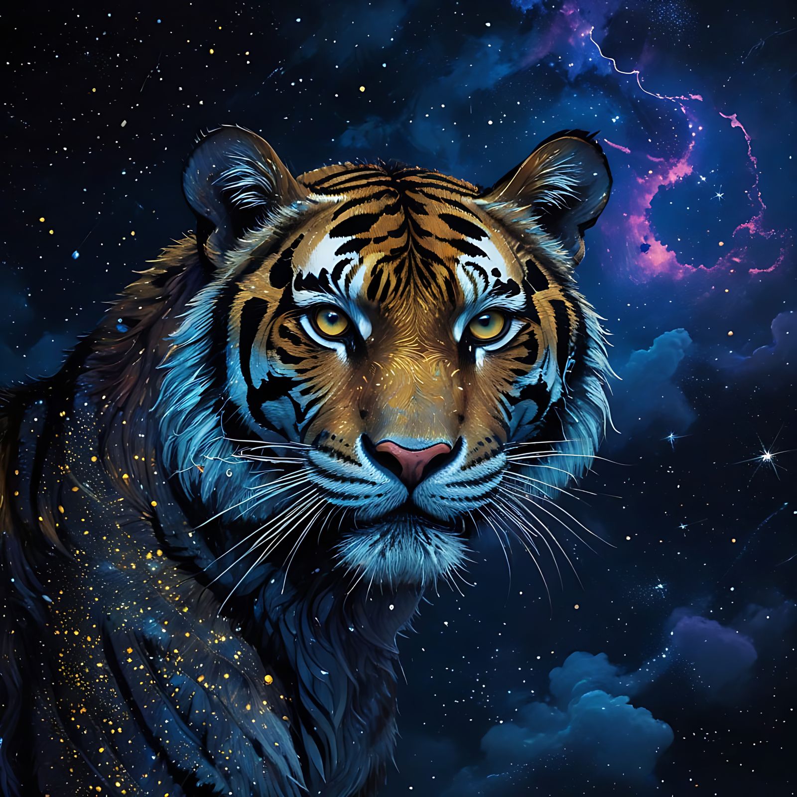 Star stuff v2 - Celestial Tiger Constellation in Vibrant Sta...