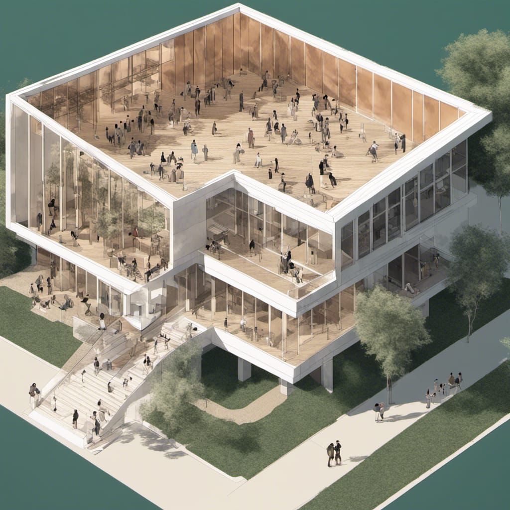 an axonometric exploded perspective of a two story small modern student ...