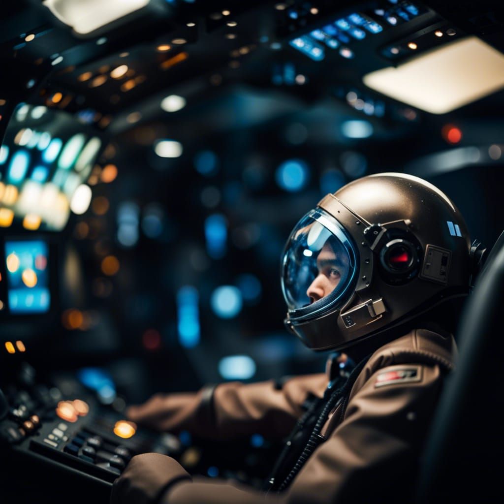 Pilot in his spaceship - AI Generated Artwork - NightCafe Creator