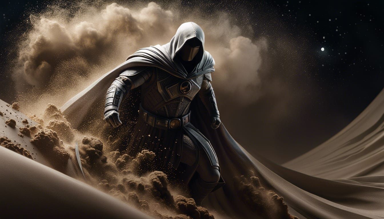 Heroic Figure Disintegrating into Desert Vortex - AI Art