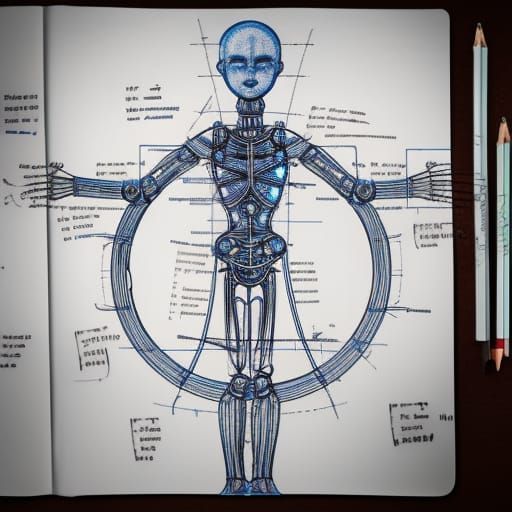 Alien cyborg blueprints - AI Generated Artwork - NightCafe Creator