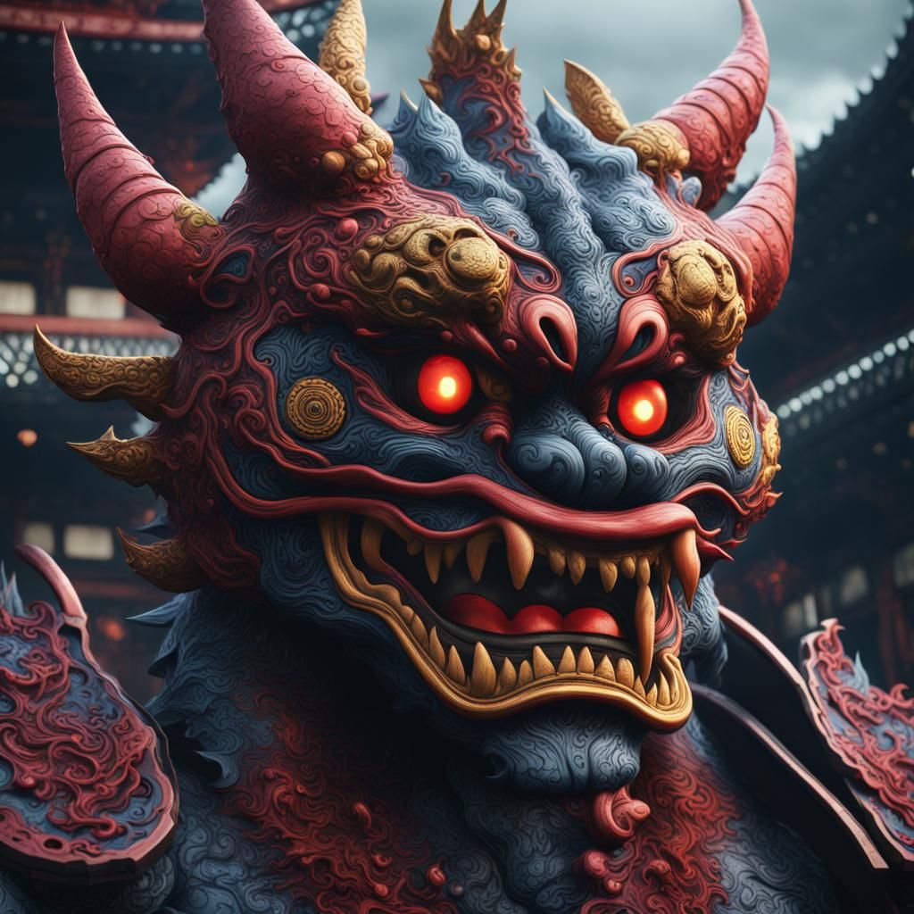 Japanese Yokai Kaiju mask - AI Generated Artwork - NightCafe Creator